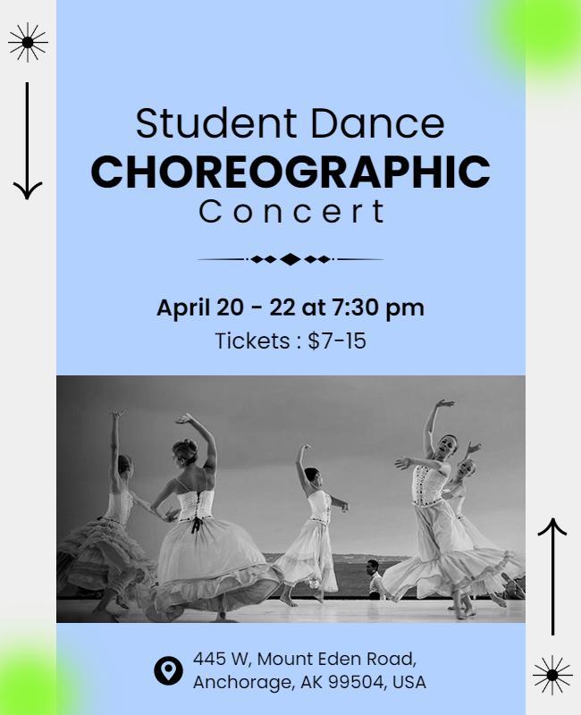 Charming Blue Dance Choreographic Concert Poster Template