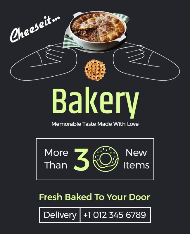 Charming Dark Bakery Fresh Baked Goods Delivery Poster Template