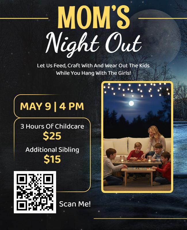 Charming Evening Outdoor Moms' Night Out Flyer Template