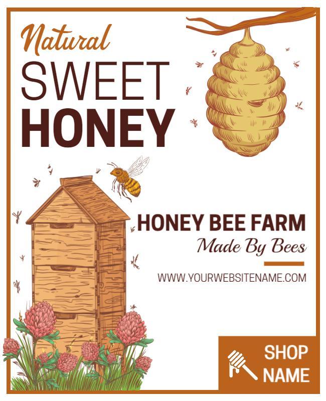Charming Illustrated Honey Bee Farm Poster Template
