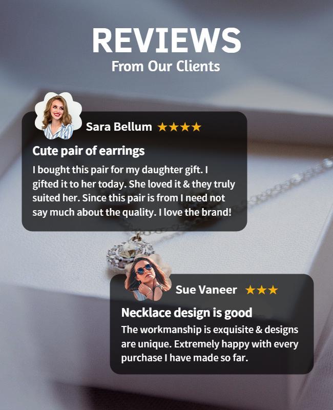 Charming Jewelry Customer Reviews Display Poster Template