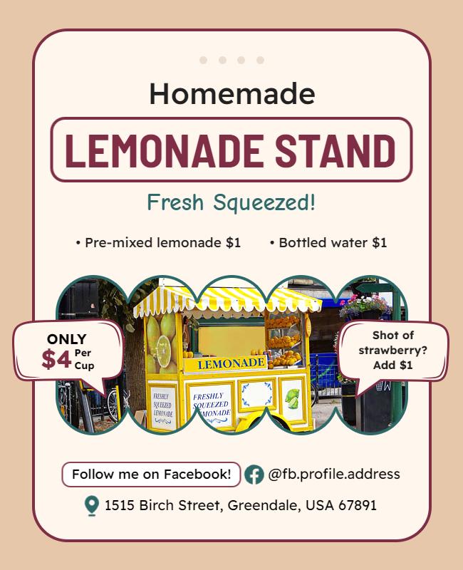 Charming Vintage Homemade Lemonade Stand Poster Template