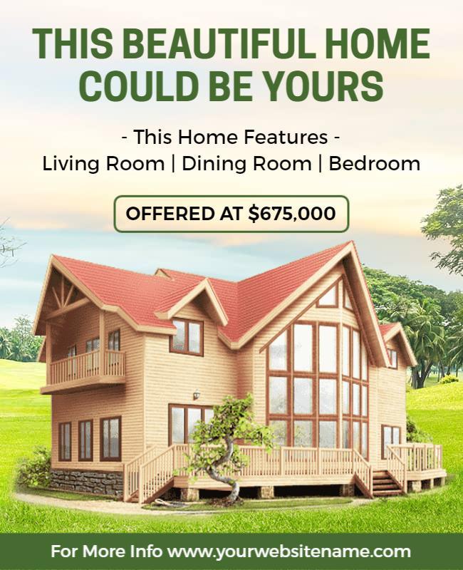 Charming Wooded Real Estate Home Listing Poster Template