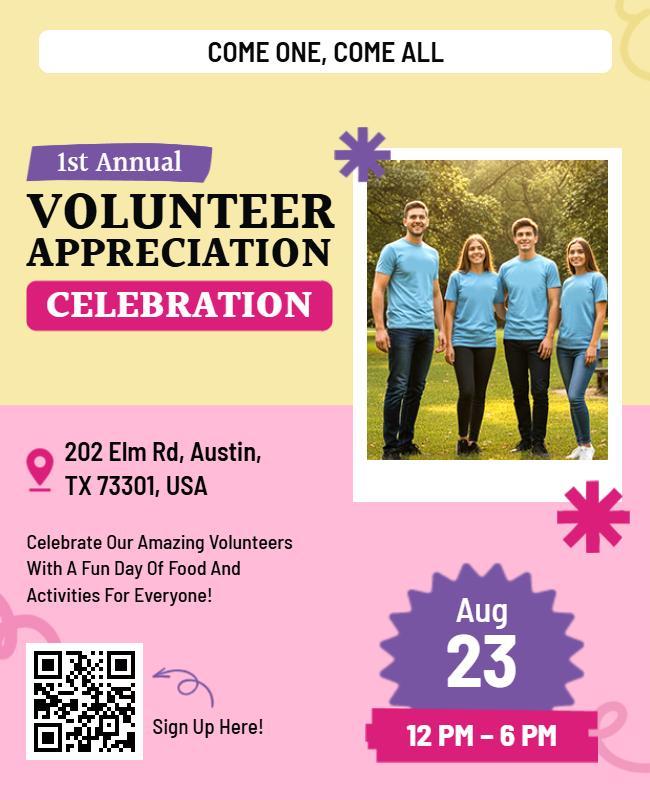 Cheerful Community Volunteer Celebration Event Flyer Template
