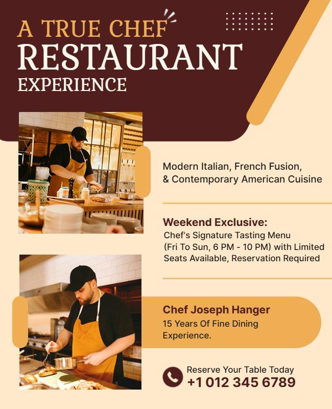 Chef Tasting Menu Restaurant Experience Flyer Template