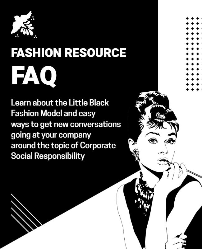 Chic Black and White Fashion Resource FAQ Poster Template