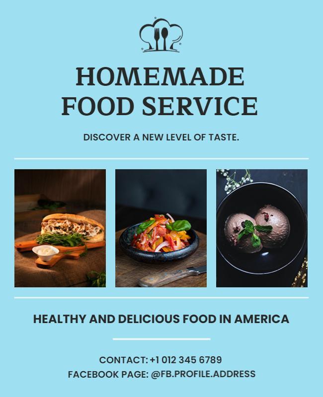Chic Blue Homemade Food Service Poster Template
