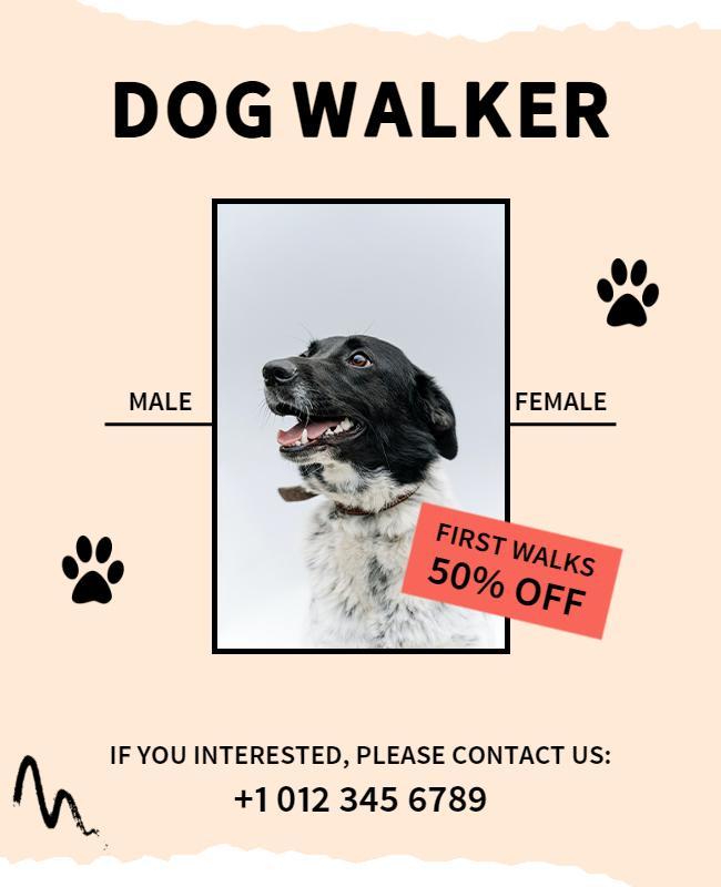 Chic Minimalist Dog Walker Service Promotion Poster Template