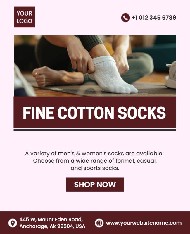 Chic Minimalist Fine Cotton Socks Collection Poster Template