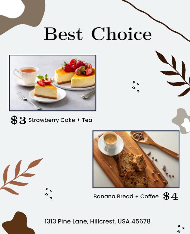 Chic Neutral Café Menu with Desserts and Beverages Poster Template