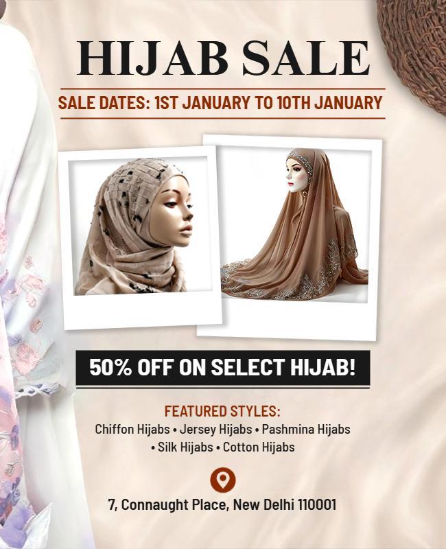 Chic Neutral Hijab Sale Announcement Poster Template