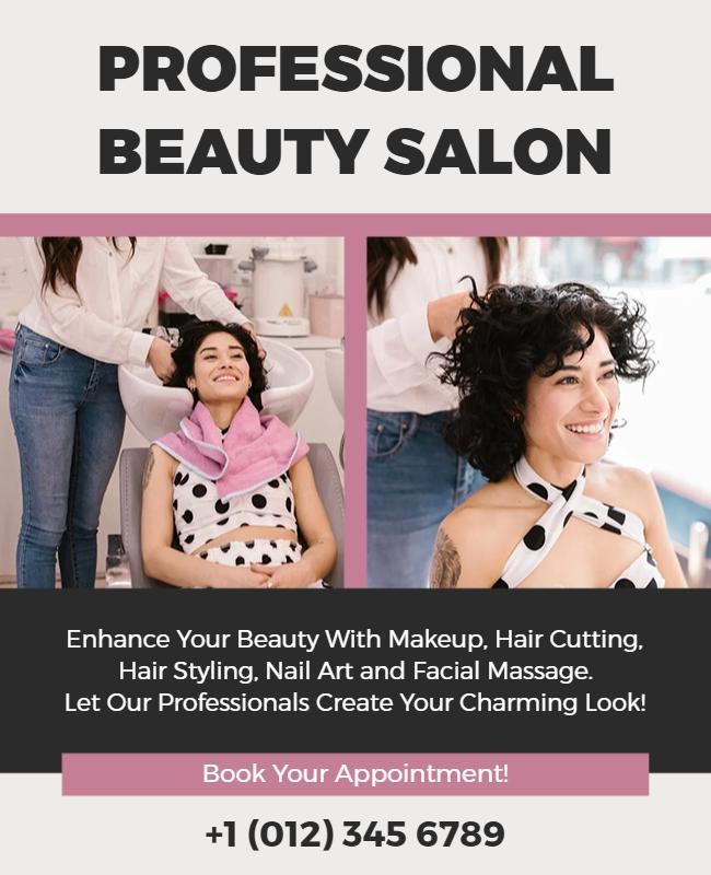 Chic Pink Beauty Salon Services Appointment Poster Template