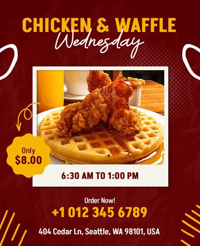 Chicken and Waffle Wednesday Special Flyer Template