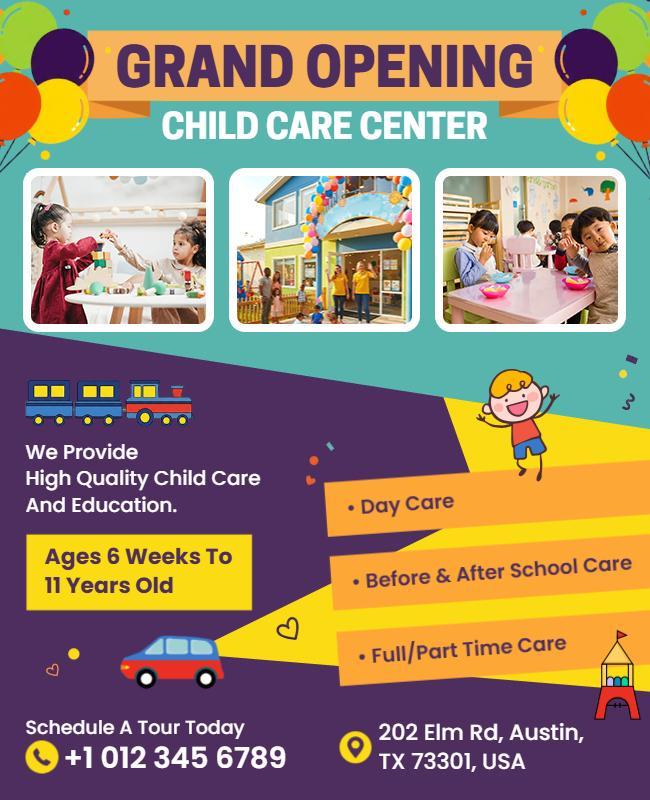 Child Care Center Grand Opening Flyer Template