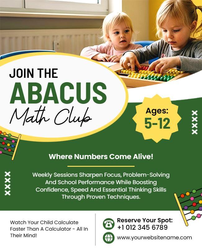 Children's Abacus Math Club Flyer Template