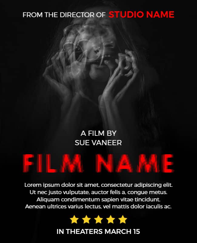 Chilling Dark Abstract Thriller Movie Poster Template