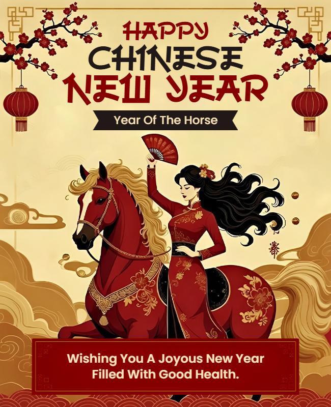 Chinese New Year Greetings Flyer Template
