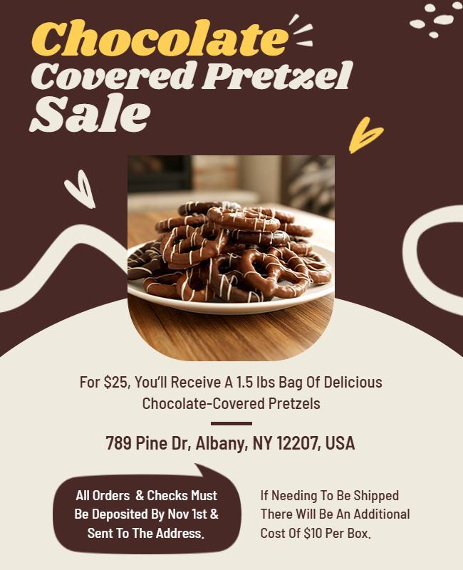 Chocolate Covered Pretzel Sale Promotion Flyer Template