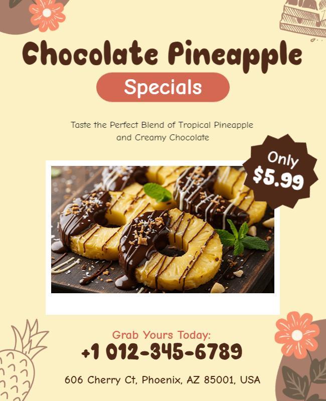Chocolate Pineapple Dessert Specials Flyer Template