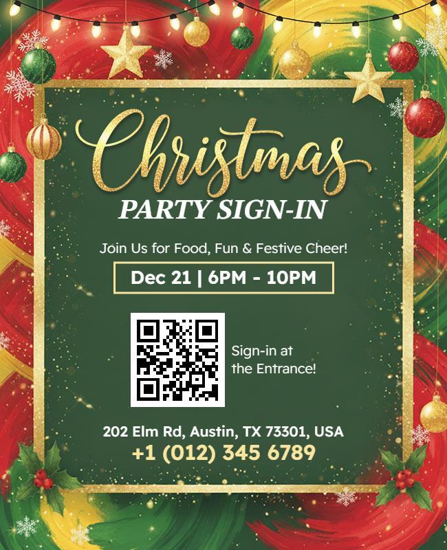 Christmas Celebration Party Sign-in Flyer Template