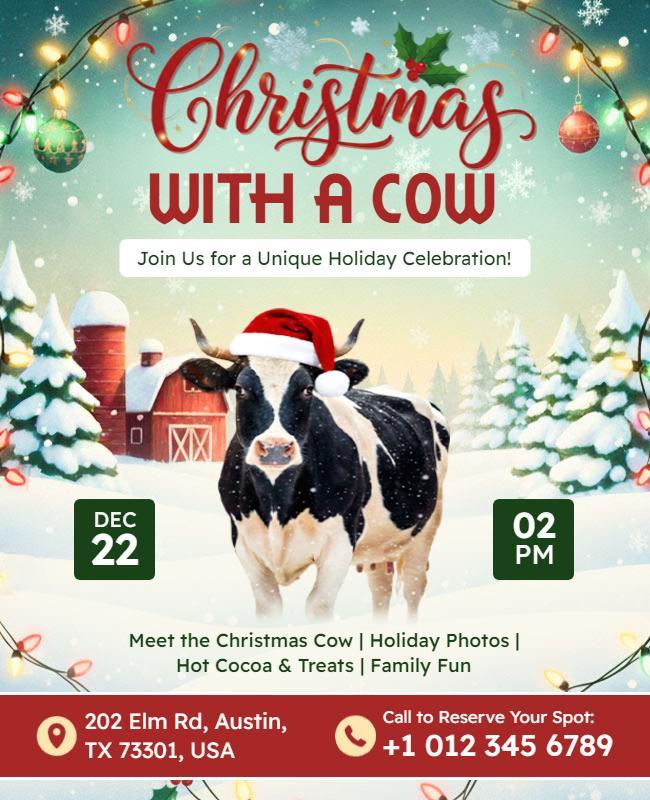 Christmas Celebration with Cow Flyer Template