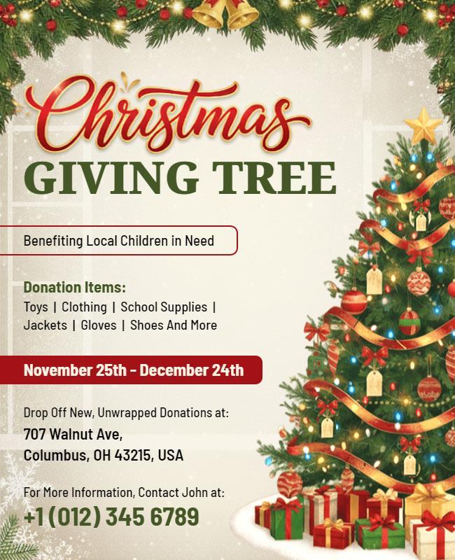 Christmas Charity Giving Tree Event Flyer Template