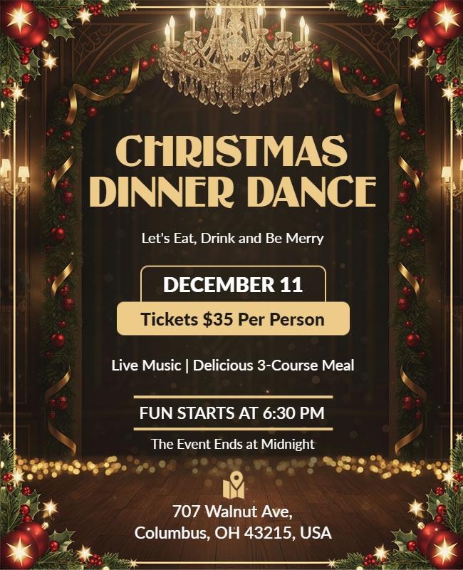 Christmas Dinner Dance Event Flyer Template