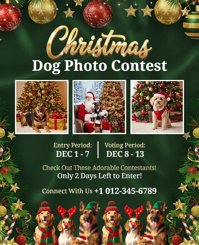 Christmas Dog Photo Contest Flyer Template