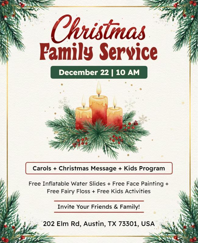 Christmas Family Service Event Flyer Template