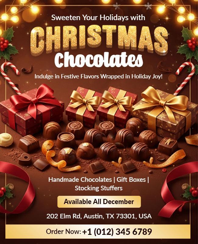 Christmas Holiday Chocolates Promotional Flyer Template