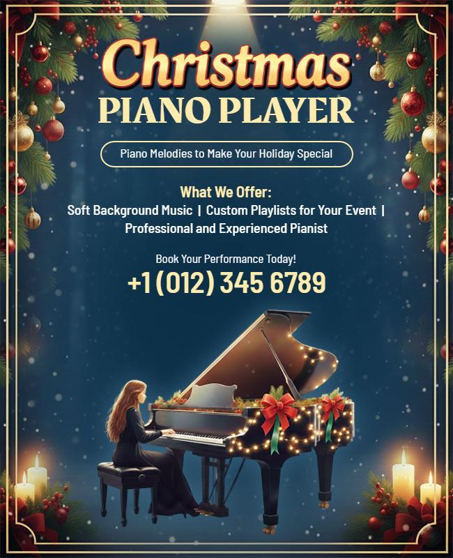 Christmas Holiday Piano Performance Flyer Template