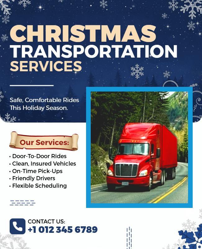 Christmas Holiday Transportation Services Flyer Template
