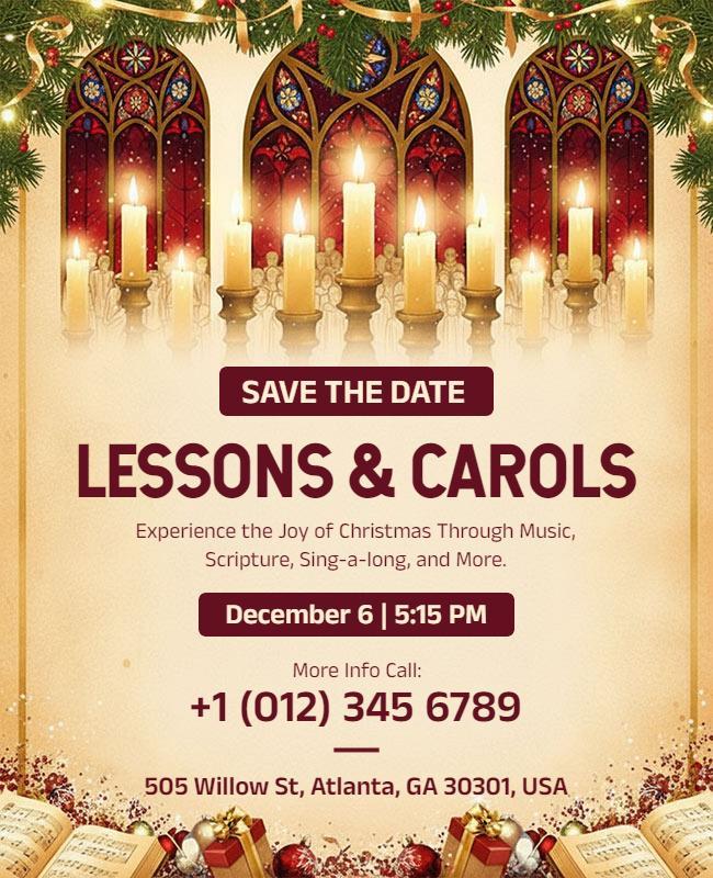 Christmas Lessons and Carols Event Flyer Template
