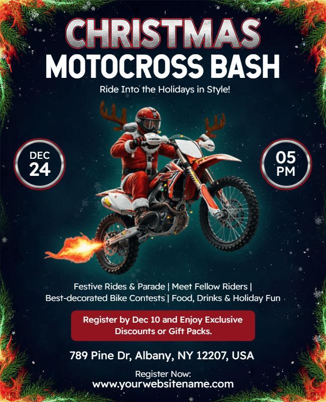 Christmas Motocross Bash Event Flyer Template