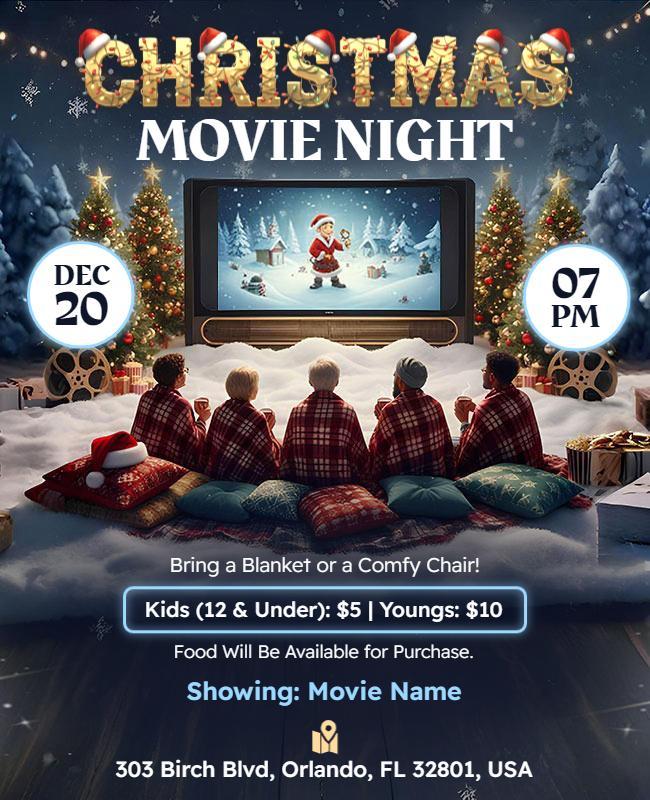 Christmas Movie Night Event Flyer Template