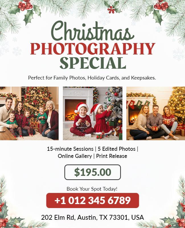 Christmas Photography Session Special Promotion Flyer Template