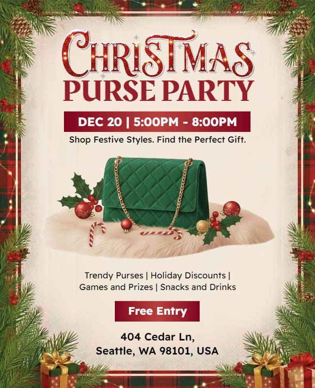 Christmas Purse Party Event Flyer Template