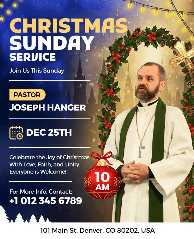 Christmas Sunday Church Service Flyer Template