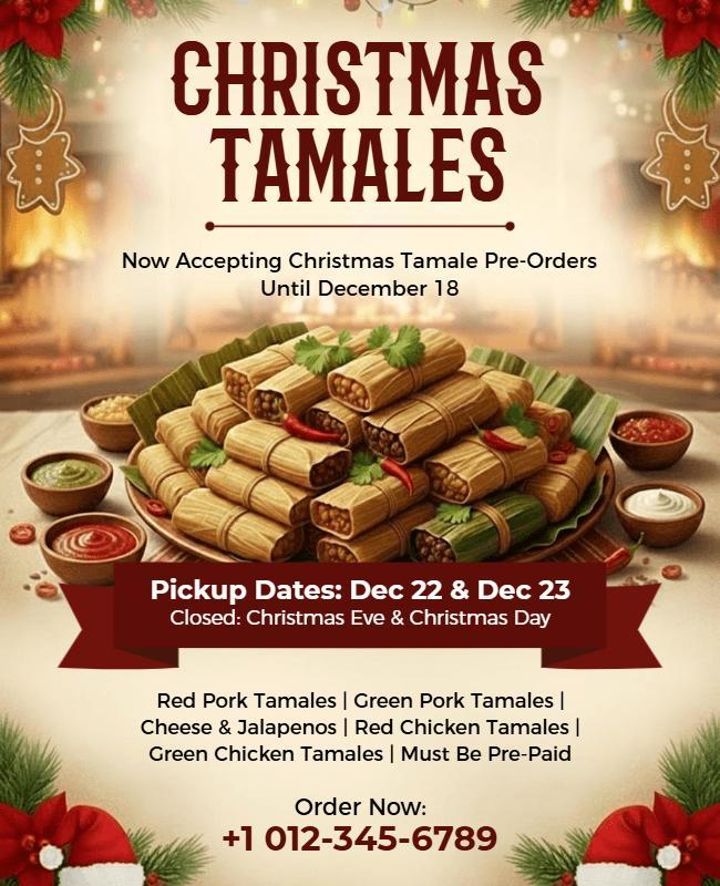 Christmas Tamale Pre-Order Promotional Flyer Template