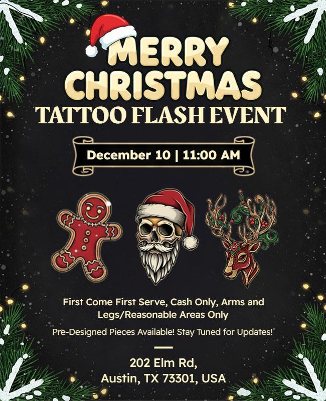 Christmas Themed Tattoo Flash Event Flyer Template