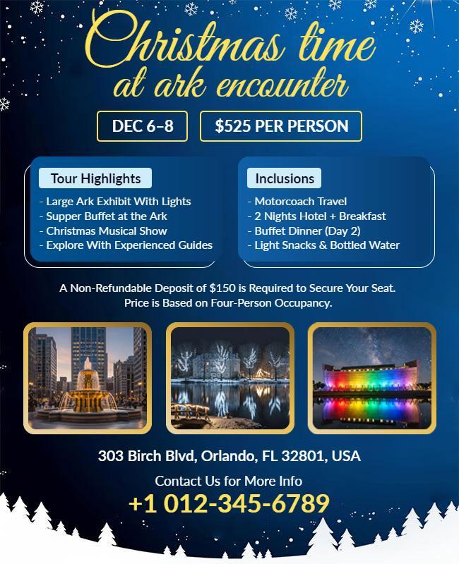 Christmas Time Ark Encounter Travel Flyer Template