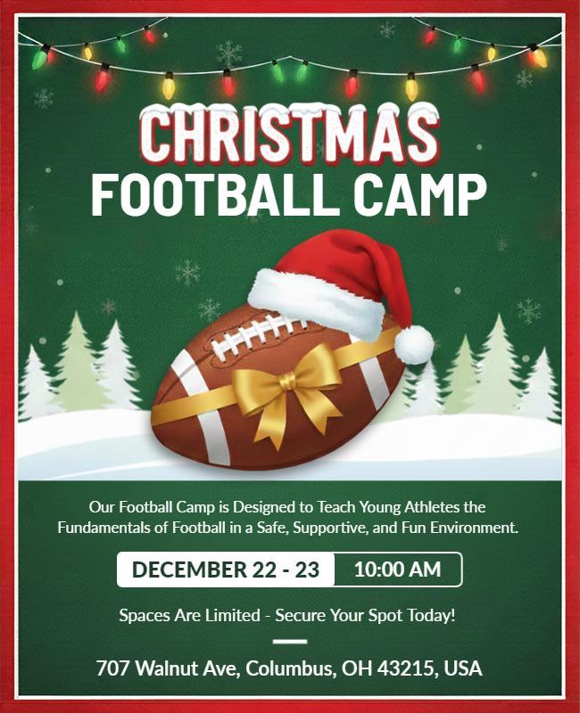 Christmas Youth Football Camp Flyer Template