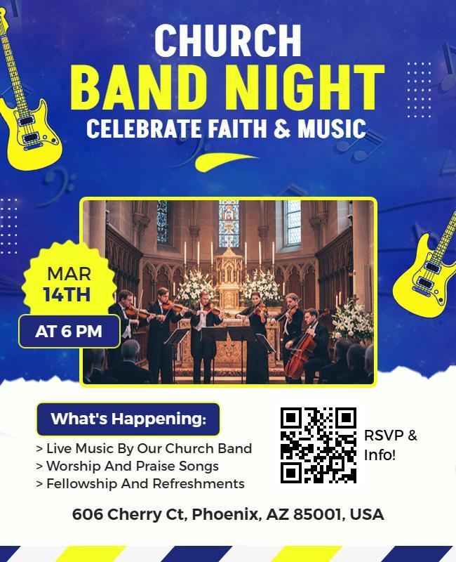 Church Band Night Celebration Event Flyer Template