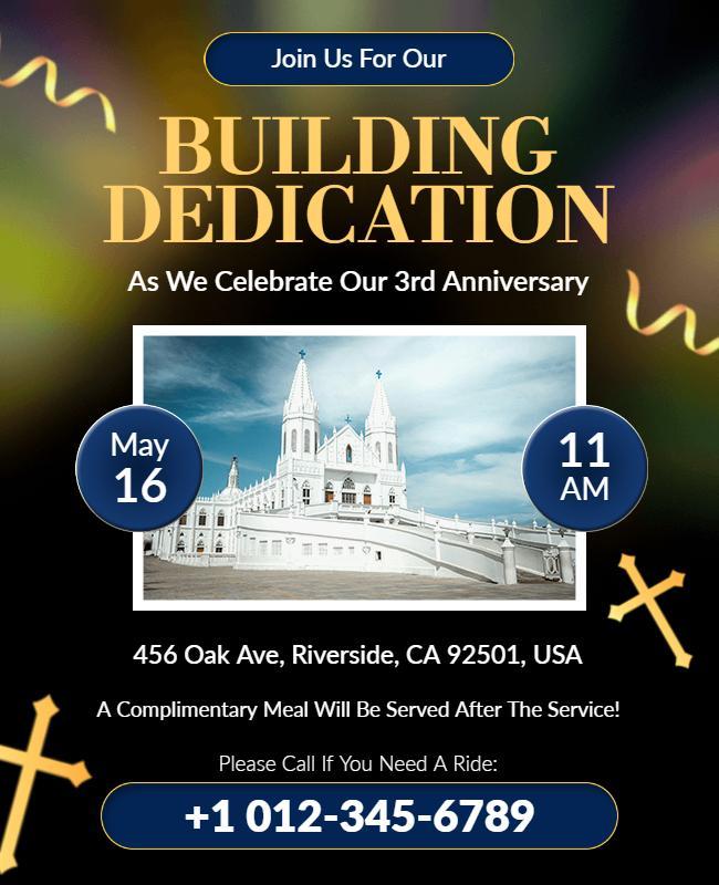 Church Building Dedication Anniversary Flyer Template