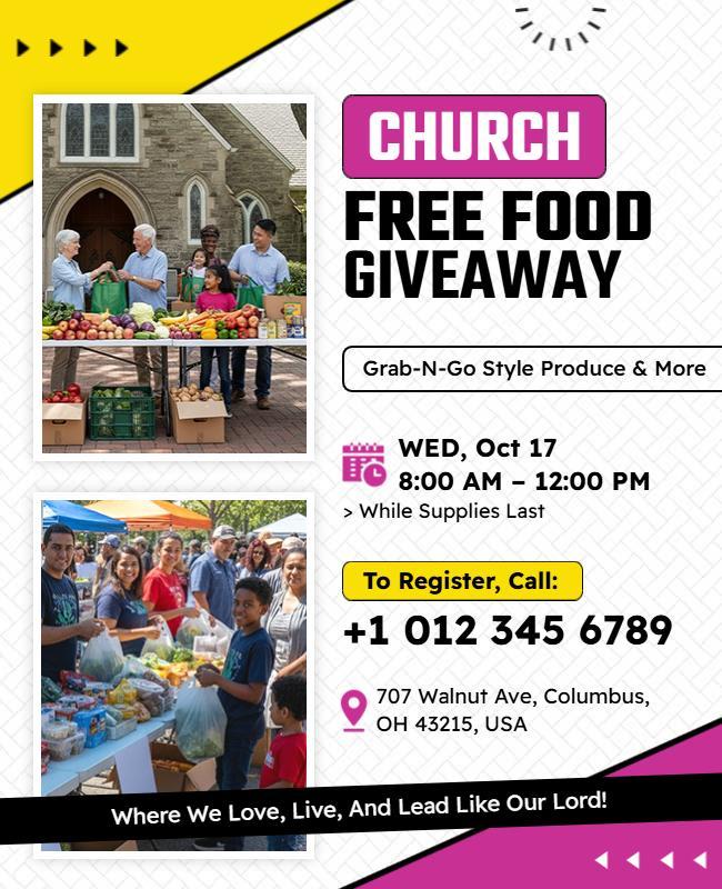 Church Community Free Food Giveaway Flyer Template