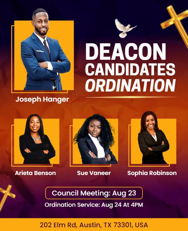 Church Deacon Ordination Service Flyer Template