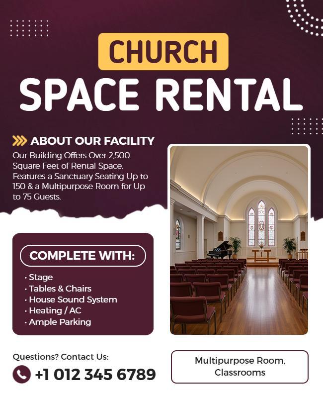 Church Facility Space Rental Flyer Template