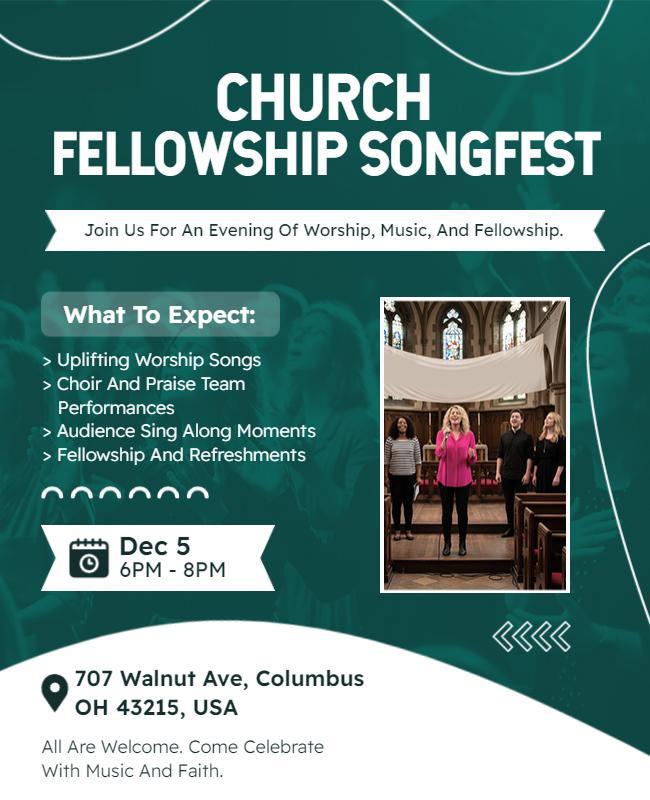 Church Fellowship Songfest Event Flyer Template