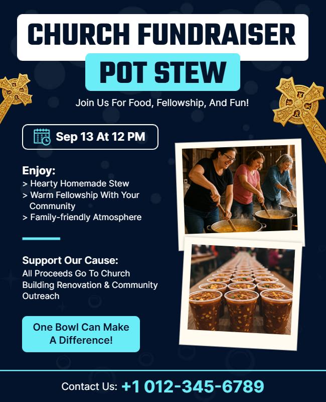 Church Fundraiser Pot Stew Event Flyer Template