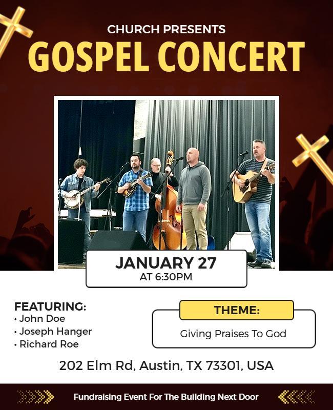 Church Gospel Concert Invitation Flyer Template